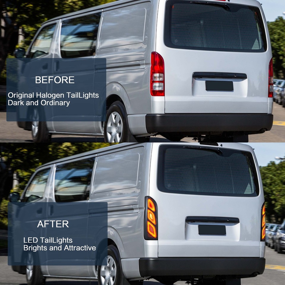 VLAND LED Tail Lights w/Animation For 2005-2018 Toyota Hiace Smoked ...
