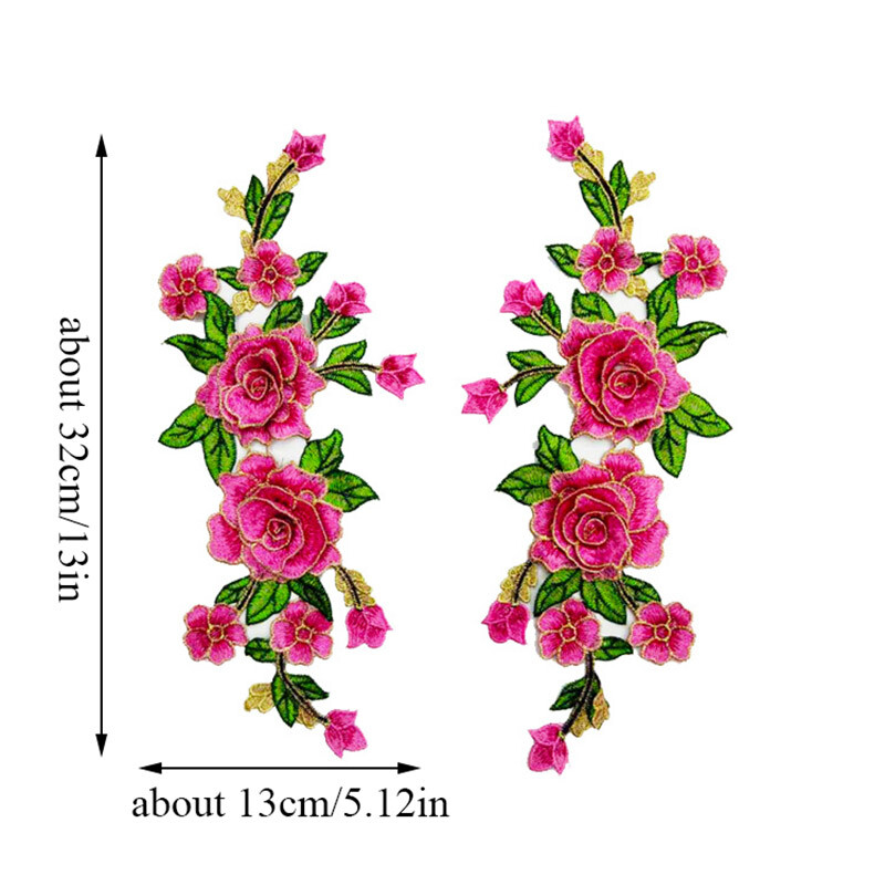 Rose Flower Patch Iron Sew On Embroidered Badge Clothes Embroidery ...