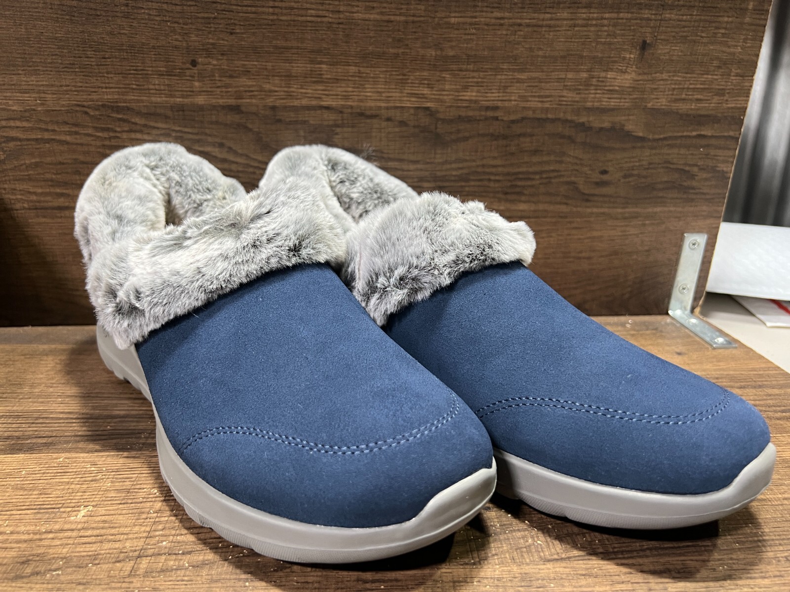 Skechers On-the-GO Joy Suede & Faux Fur Slip-Ons Cozy Life Navy Women's ...