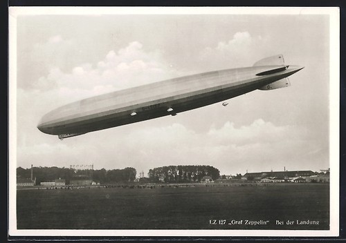 Postcard airship LZ 127 Graf Zeppelin landing | eBay