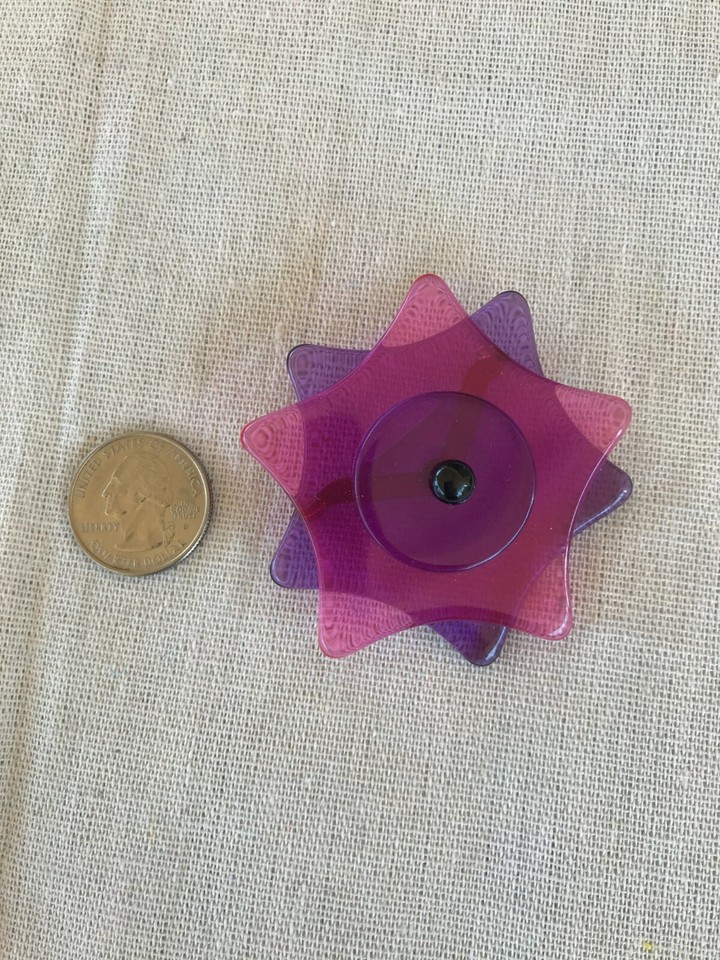 Retro Vintage Clear Pink & Purple Translucent Plastic Layered Stars ...