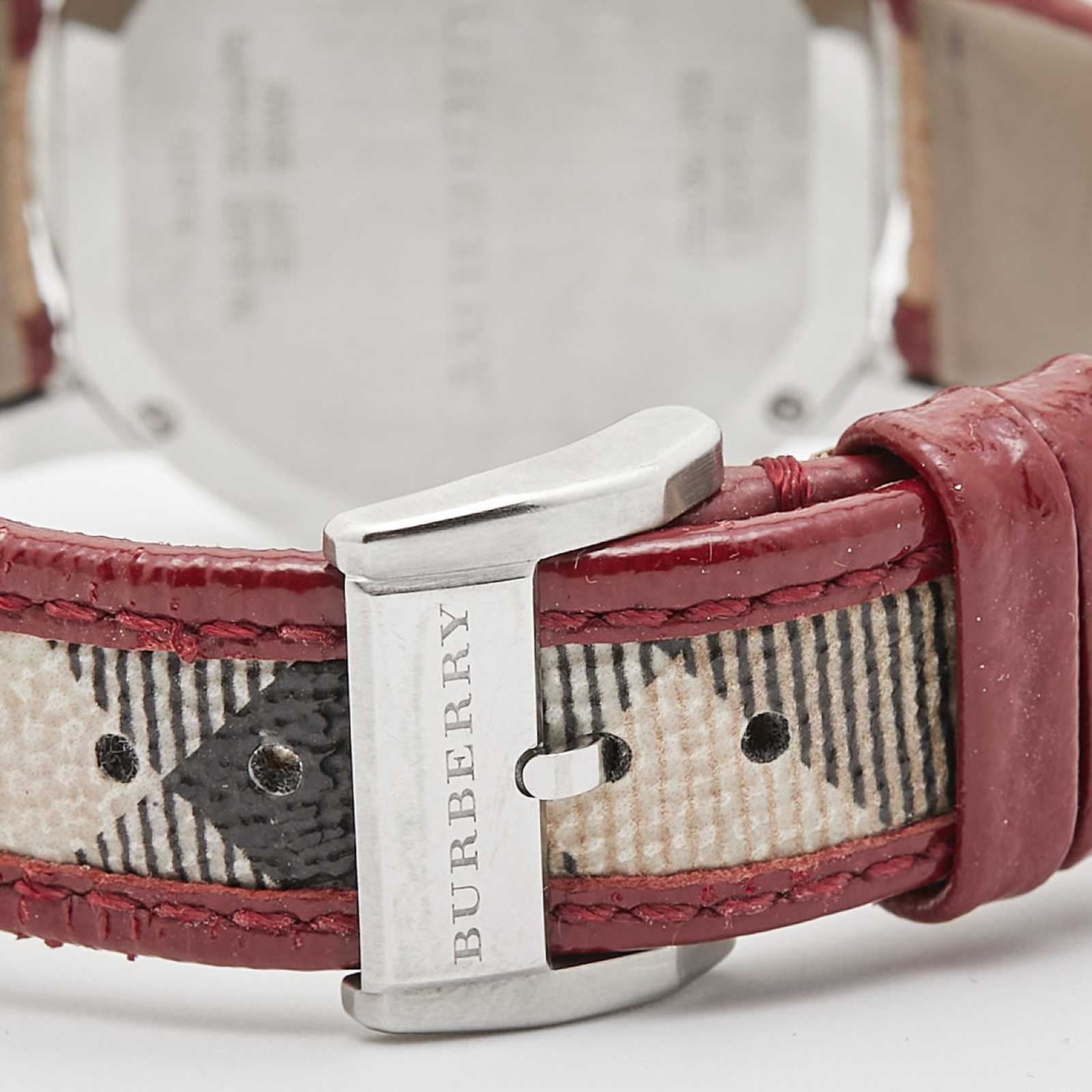 Burberry Round Metallic Leather Strap Watch 34mm Plum for sale online ...
