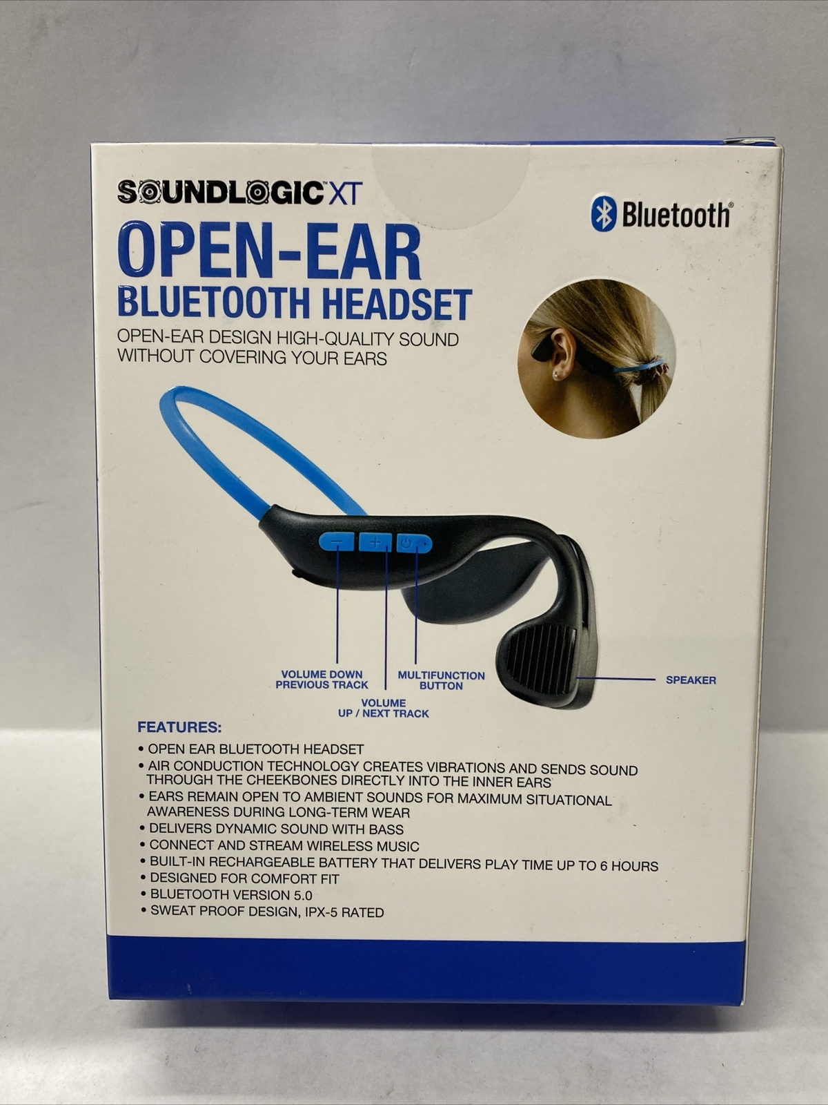 SoundLogic XT Open-Ear AIR CONDUCTION Wireless Bluetooth Headset Sport ...