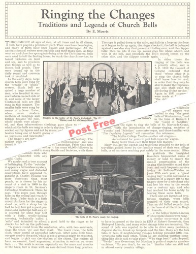 Campanology Ringing the Changes Church Bells : Original 1937 Magazine ...