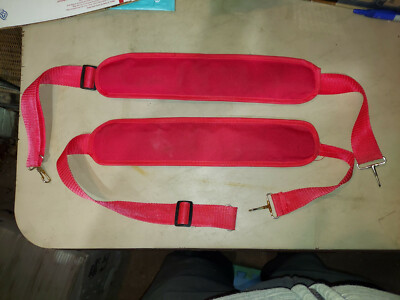21YY24 PAIR OF RED SHOULDER STRAPS: 45" MAX LENGTH, 1.5" WIDE, W/ 15" X ...