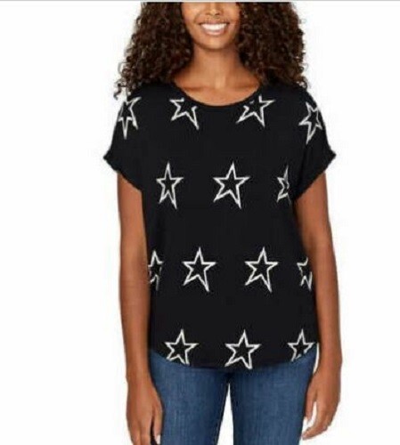 NWT BUFFALO 1557216 BLACK SUPERSTAR SHORT SLEEVE CREW NECK KNIT TOP SZ ...