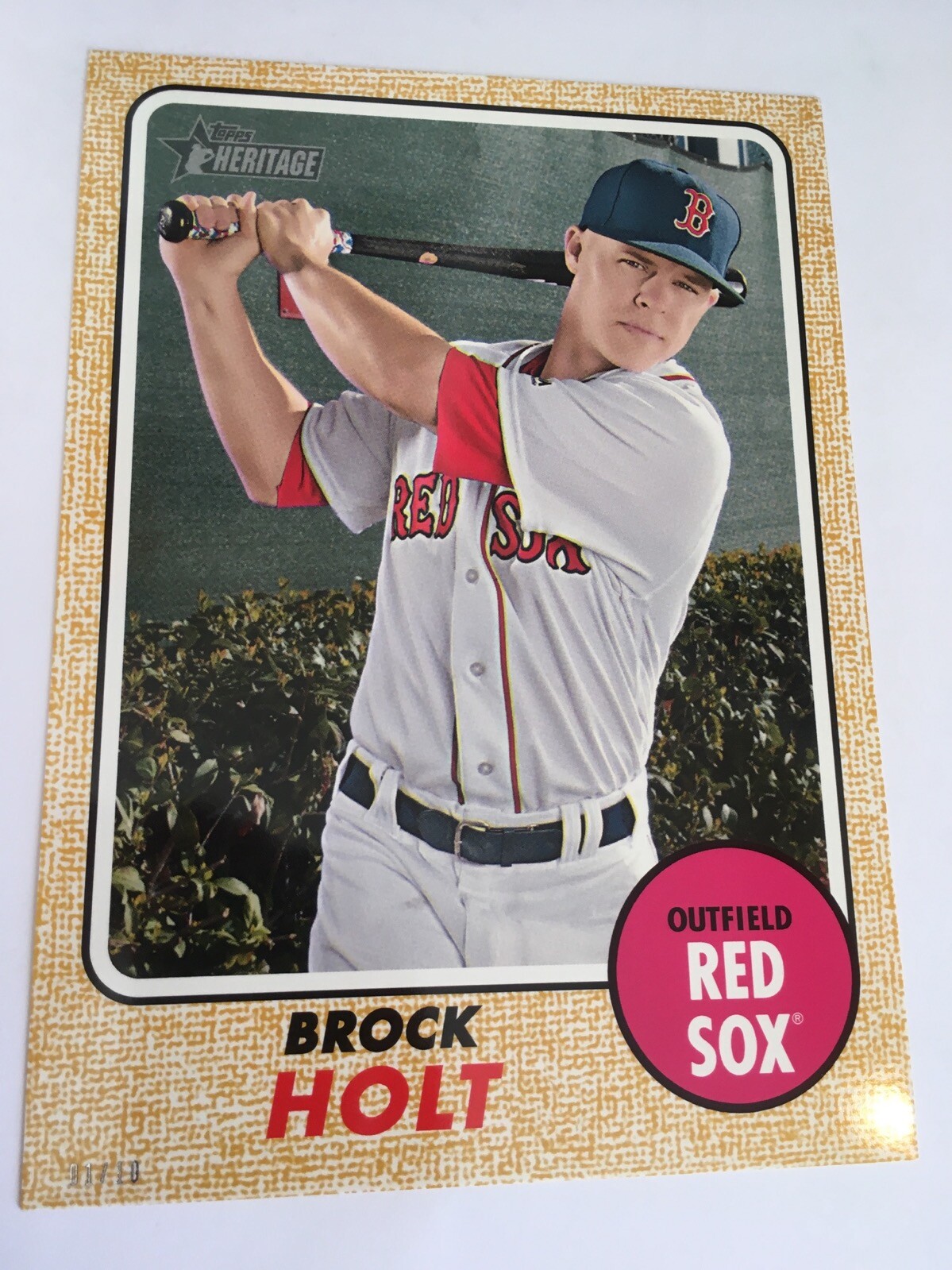 2017 Topps Heritage Jumbo 5x7 Brock Holt Red Sox 140 #’d 02/10 Gold | eBay