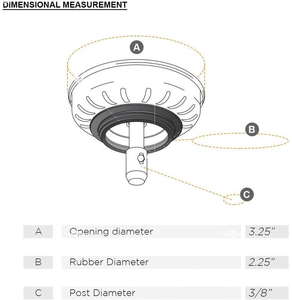 Stainless Steel (3.5) Sink Strainer Replacement Basket Ball Lock Rubber ...