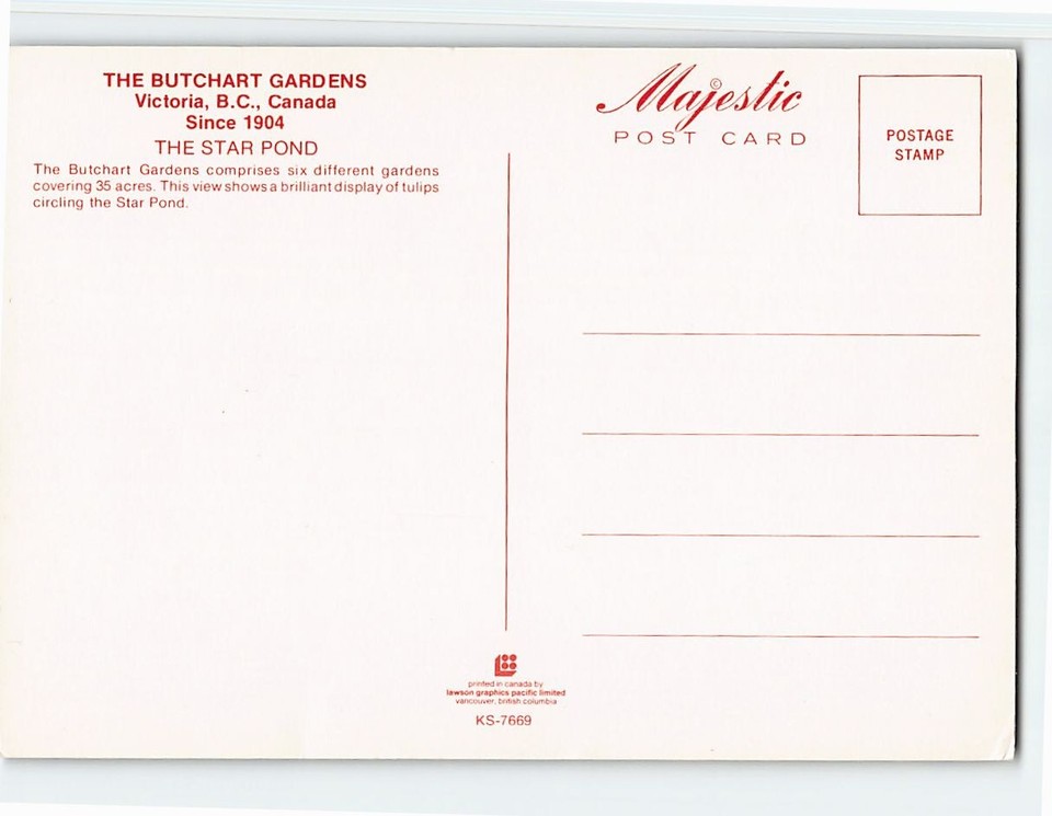 Postcard The Star Pond Butchart Gardens Victoria BC Canada | eBay UK