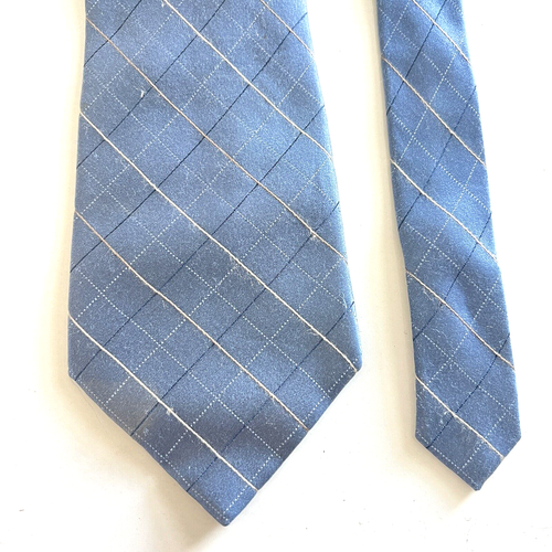 Covington 100% Silk 59" Mens Tie Blue Check Diamond Neck tie | eBay