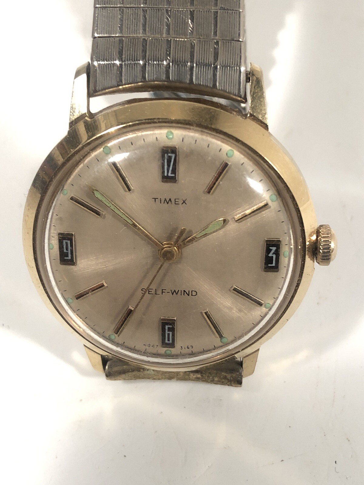 Vintage Rare Gents Timex Viscount 4047 3169 Self-Wind 3 6 9 12 Watch ...