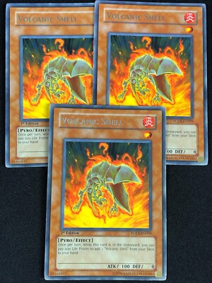 YUGIOH VOLCANIC SHELL FOTB-EN009 1ST RARE X3 (LP) | eBay