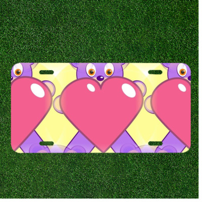 Custom Personalized License Plate Auto Tag With Purple Teddy Bear Pink ...