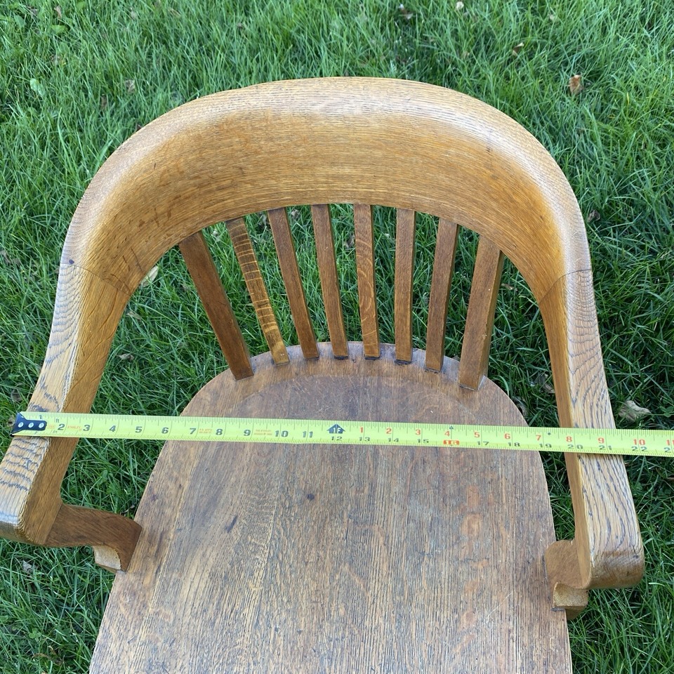 Bankers Solid Oak Wooden Desk Chair Banker Juror MCM Wood Vintage | eBay