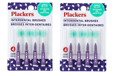 Plackers Mint Blast 4 Count Interdental Brushes - 2-Pack | eBay