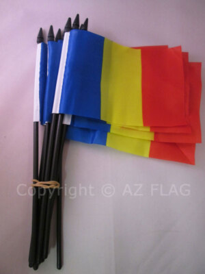 ROMANIA FLAG 4'' x 6'' black stick - ROMANIAN FLAGS 10 x 15 cm - Light ...