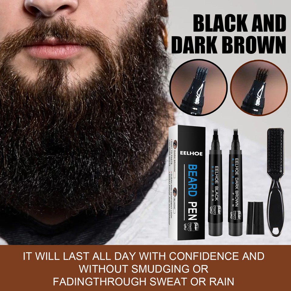 Waterproof Beard Pencil Filler Hair Grower Long Last Moustache Eyebrow ...