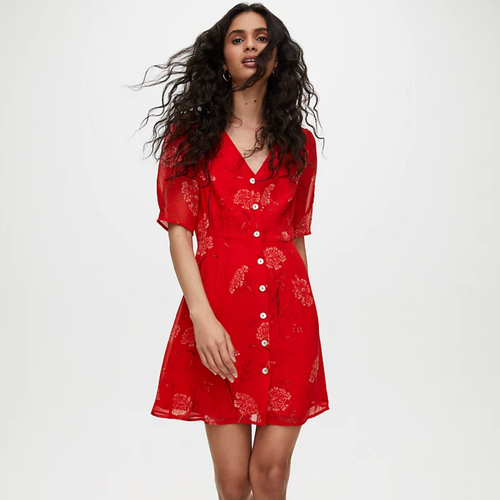 WILFRED x ARITZIA Button Front Dress Flame Scarlet Red {VV31} | eBay