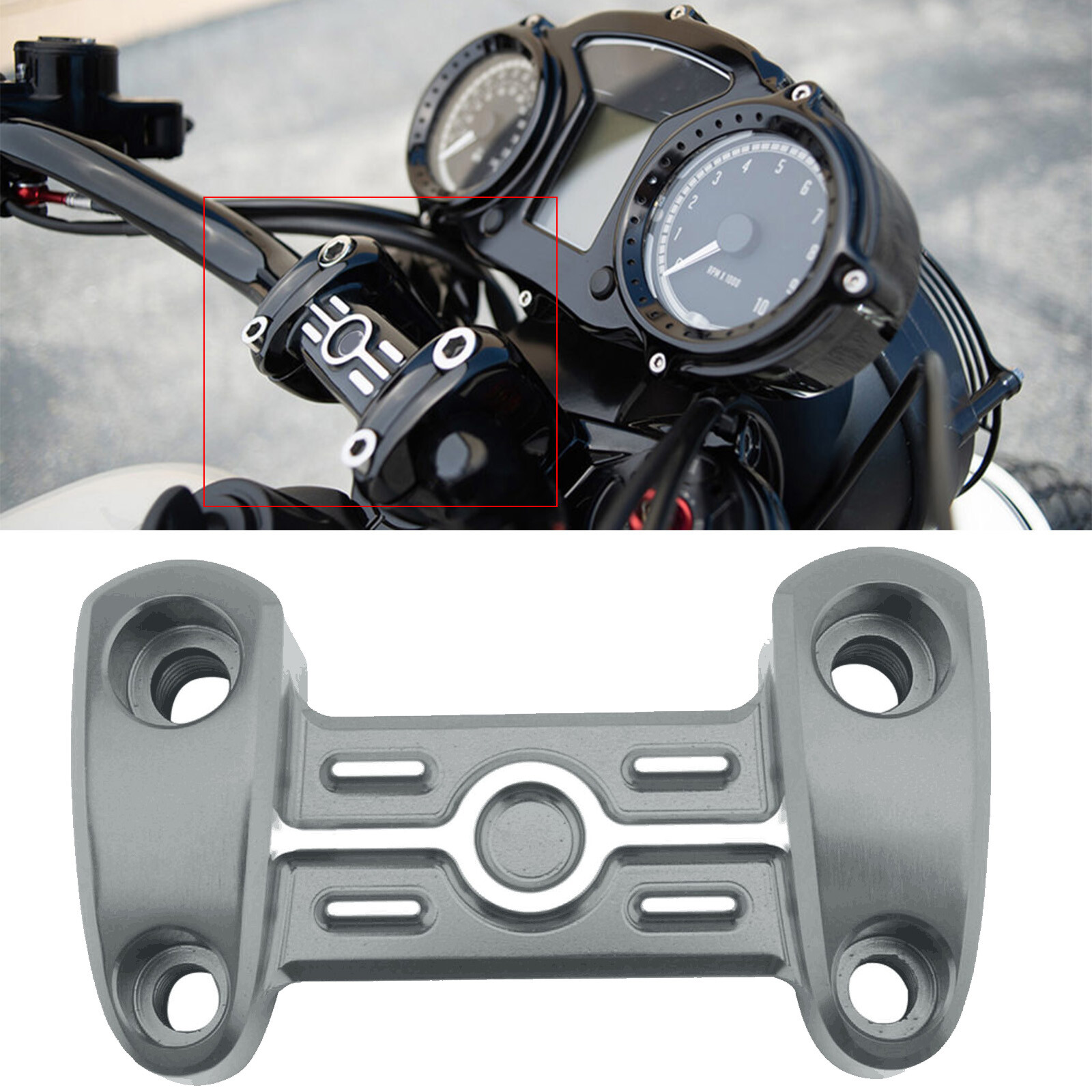 For BMW R NINE T R9T Scrambler CNC Handlebar Risers Top Cover Clamp ...