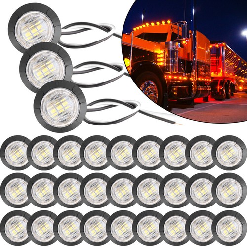 30X 3/4" Round Truck Trailer Side Marker Lights Bullet LED Clearance ...