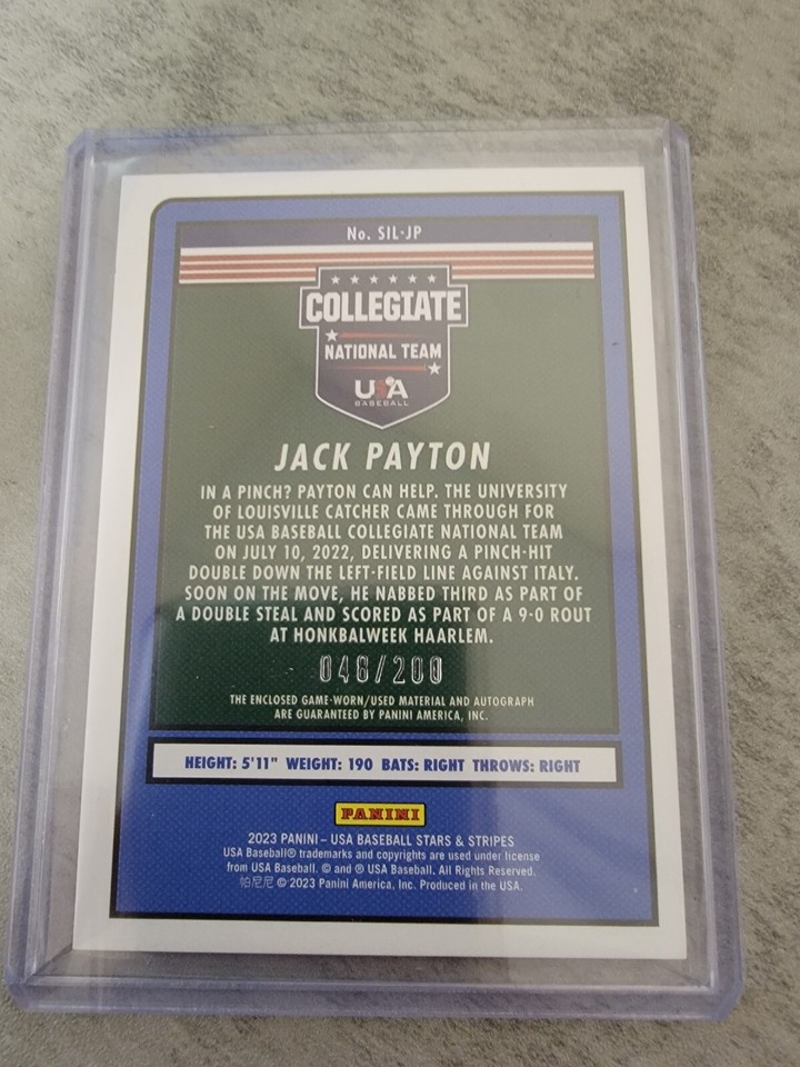2023 Panini USA Stars Stripes JACK PAYTON Auto Jersey AUTOGRAPH | eBay