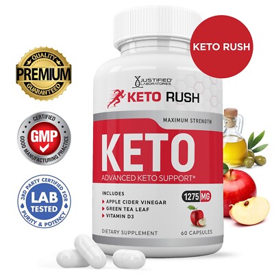 Keto Rush ACV Pills 1275 MG Stronger Than Gummies Keto Support 1 Bottle ...