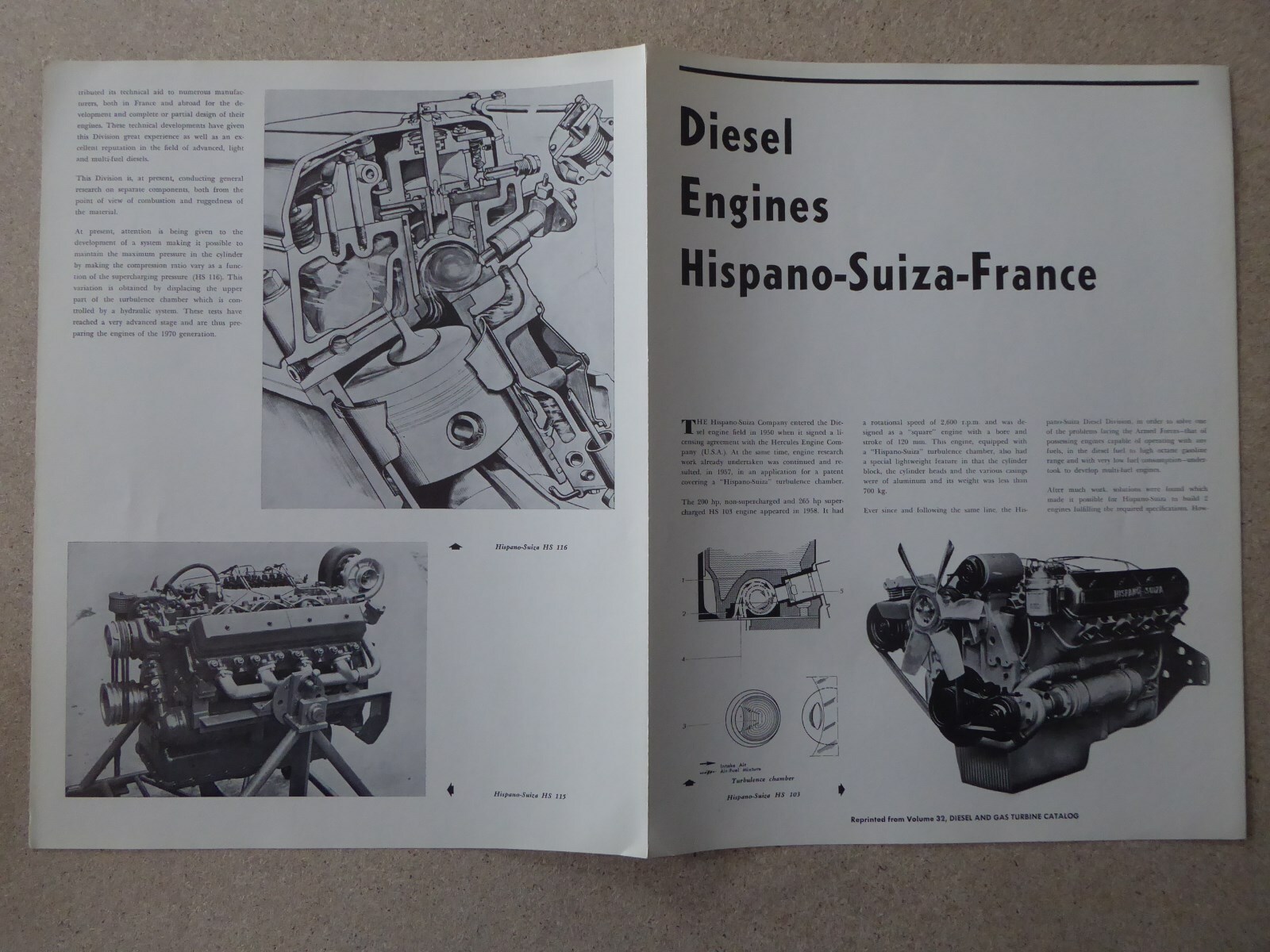 1960'S DEPLIANT HISPANO-SUIZA DIESEL ENGINE HS 103 HS 110 HS 115 HS 116 ...