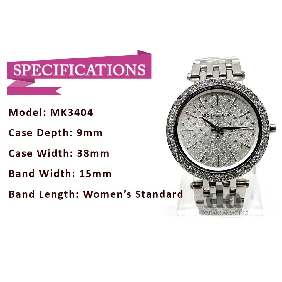 Michael Kors MK3404 Darci Glitz Silver Monogram Dial Ladies Women's ...