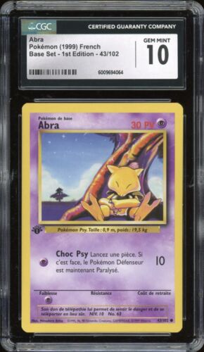 1999 Pokemon FRENCH 1st Edition Base Set Abra 43/102 CGC 10 GEM MINT | eBay