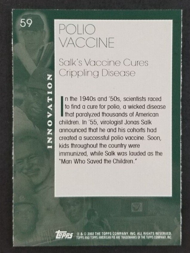 Polio Vaccine 2002 American Pie Card #59 (NM) | eBay