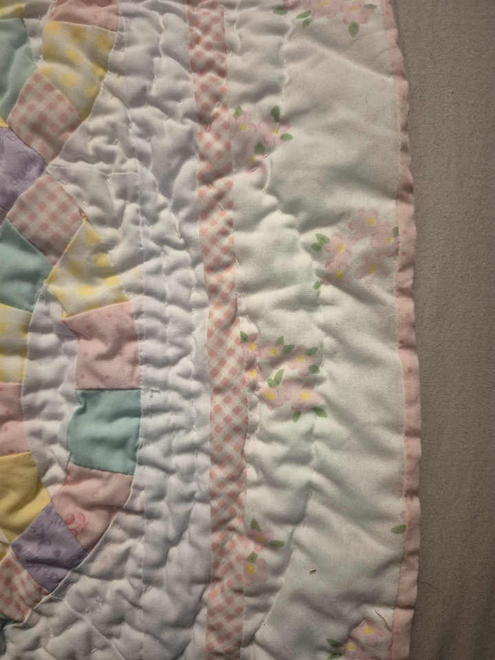 BRIGHT FUTURE Baby Quilt Blanket by JC Penny 36 X 45 Pastel Floral Girl ...