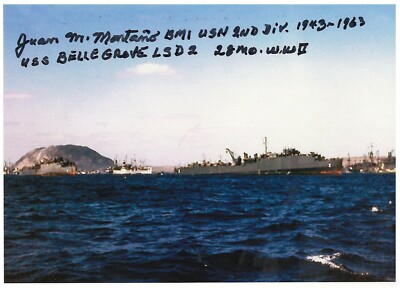 JUAN MONTANO USS BELLE GROVE NAVY IWO JIMA VETERAN RARE SIGNED PHOTO | eBay