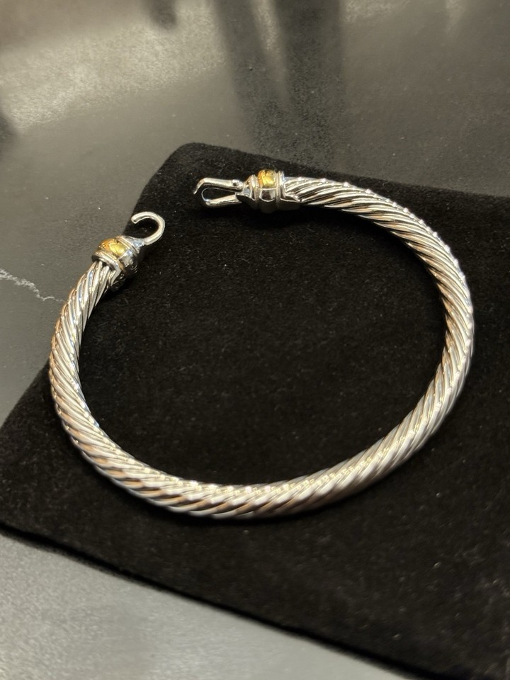 David Yurman 5mm Classic 925 Sterling Silver & 18k Gold Buckle Bracelet ...