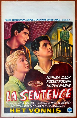 Affiche Belge LA SENTENCE Robert Hossein MARINA VLADY Résistance ROGER ...