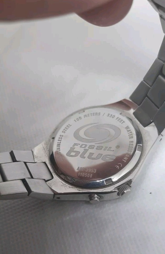 RARE & RUNNING! Fossil Blue LIGHT UP ILLUMINATION w/Date AM-3953 Men's ...