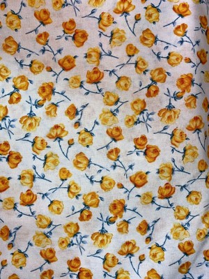 Yellow Roses Fabric Tossed Small roses, flower Fabric, Floral Fabric ...