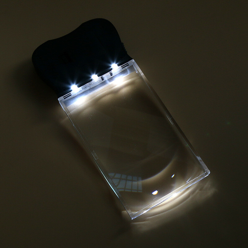 1PC 2X Handhold Magnifying Glass Rectangle Lens with LED Light for ...