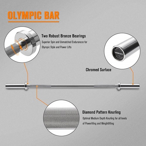 4ft Olympic Barbell Bar 700lbs Capacity Weightlifting Bar with 2 Spring ...