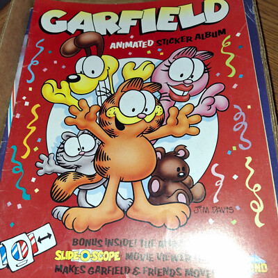 Partial 1988 Diamond Garfield Animated Sticker Album book vintage w/o ...