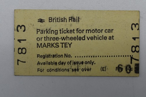 Railway Ticket Parking Ticket for Marks Tey BR #7813 | eBay