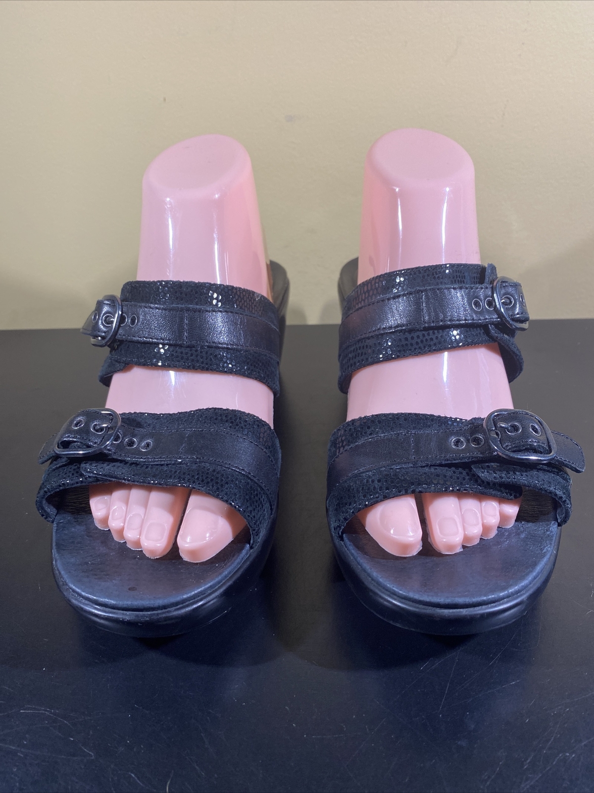 Dansko Jessie Lizard 2 Strap Adjustable Black Leather… - Gem