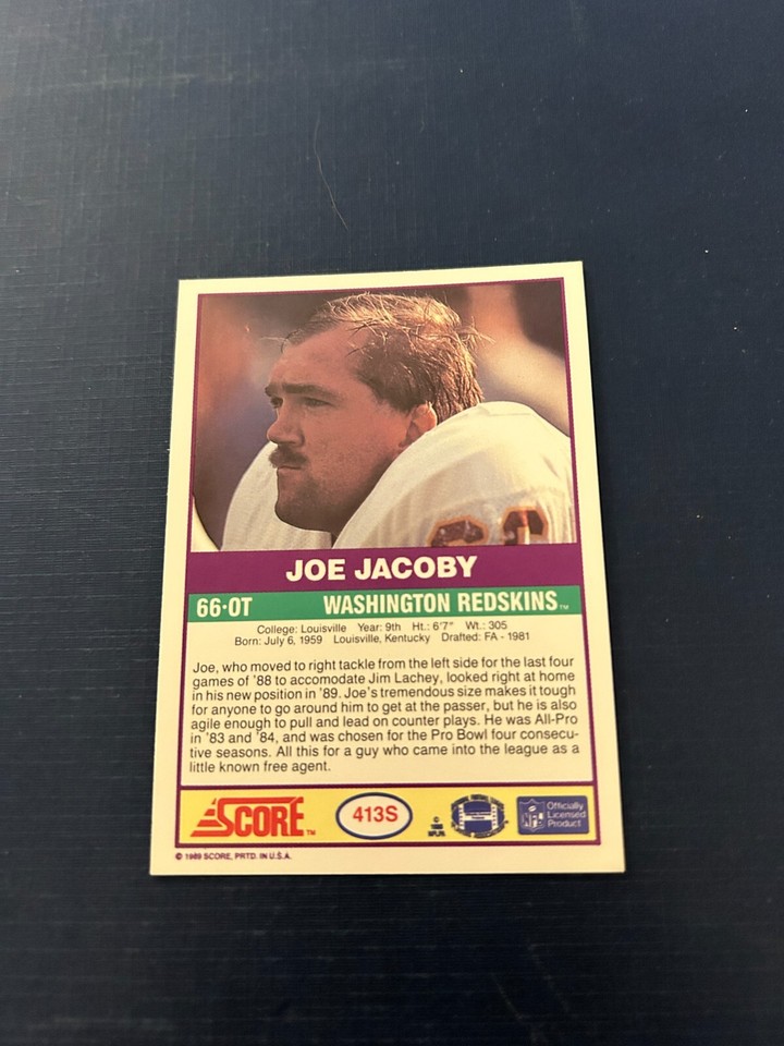 1989 Score Supplemental Football Joe Jacoby #413S Set Break NM | eBay