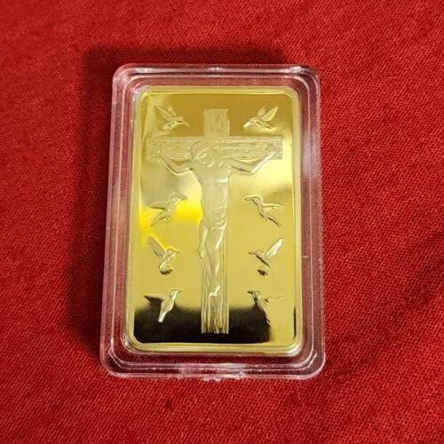 Ten Commandments Jesus on the cross 1 oz Golden Clad Bar New In Capsule ...