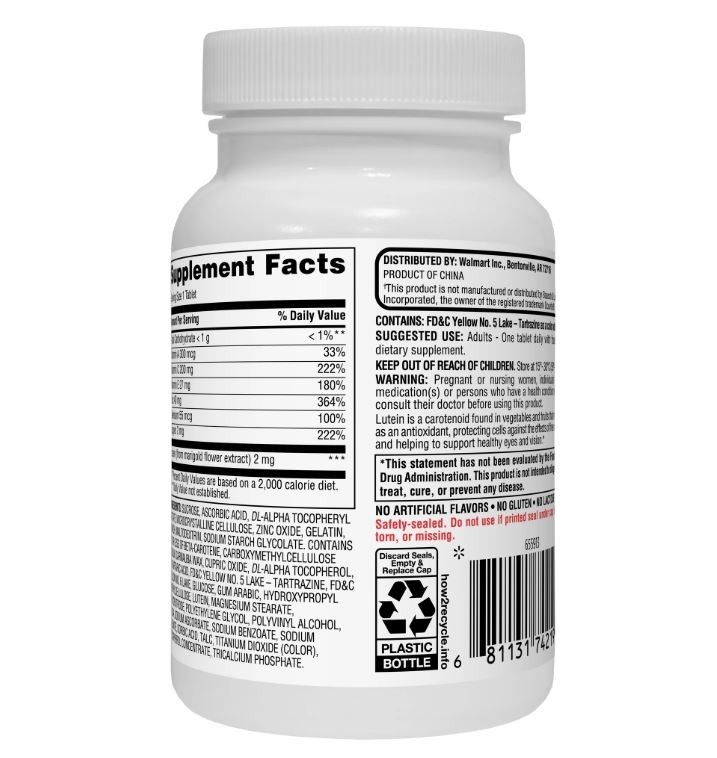 Equate Vision Formula with Lutein, Eye health and vision support ...