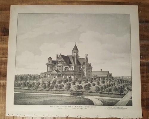 Antique Steel Engraving - RESIDENCE OF JOHN D. KNOX - TOPEKA -1887 ...