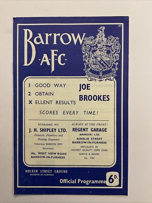 Barrow v Halifax Town, 24th August 1963 | eBay UK