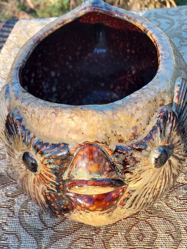 Vintage Fish Planter, MCCOY? Bennington? Brown Drip Glaze Earthenware ...