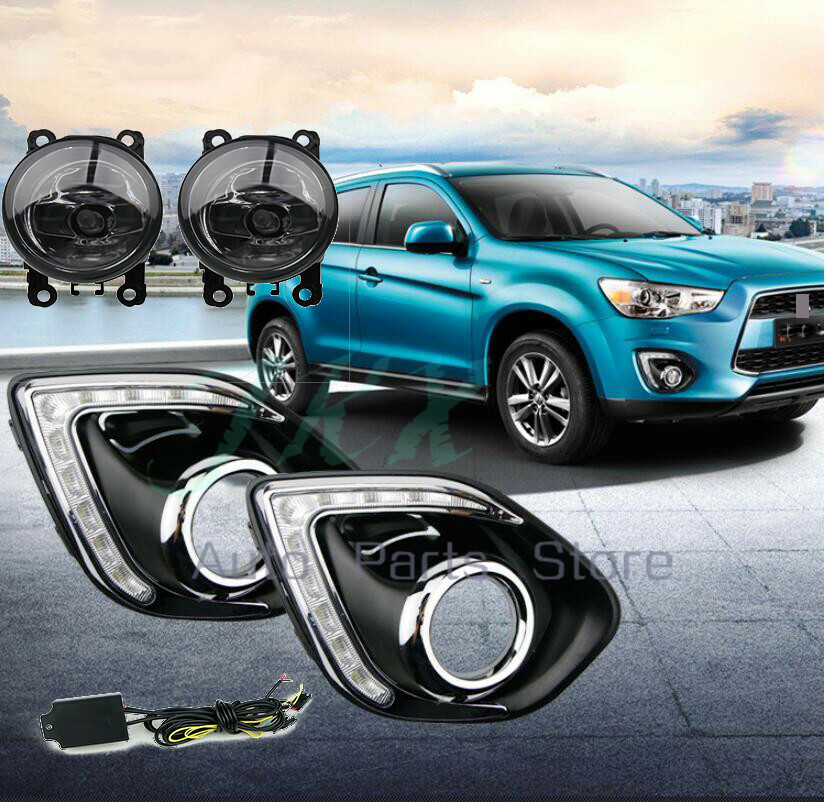 LED DRL Frame Light&Fog Lamp Kit q For Mitsubishi Outlander Sport Asx ...
