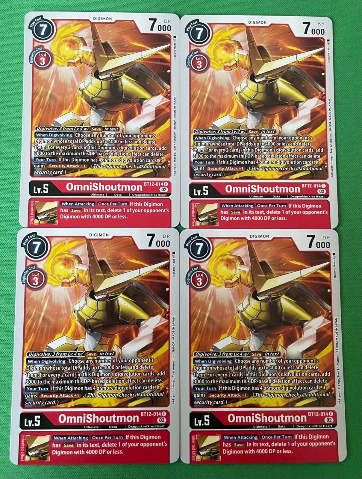 x4 OmniShoutmon BT12-014 C Playset Digimon TCG Across Time | eBay