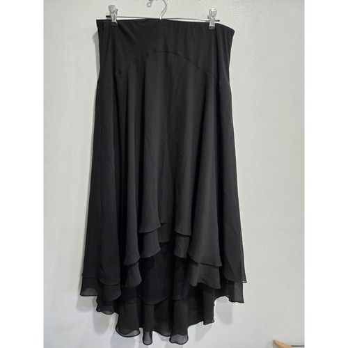 Alex Evenings Black High Low Layered Chiffon Skirt Women’s XL Formal ...